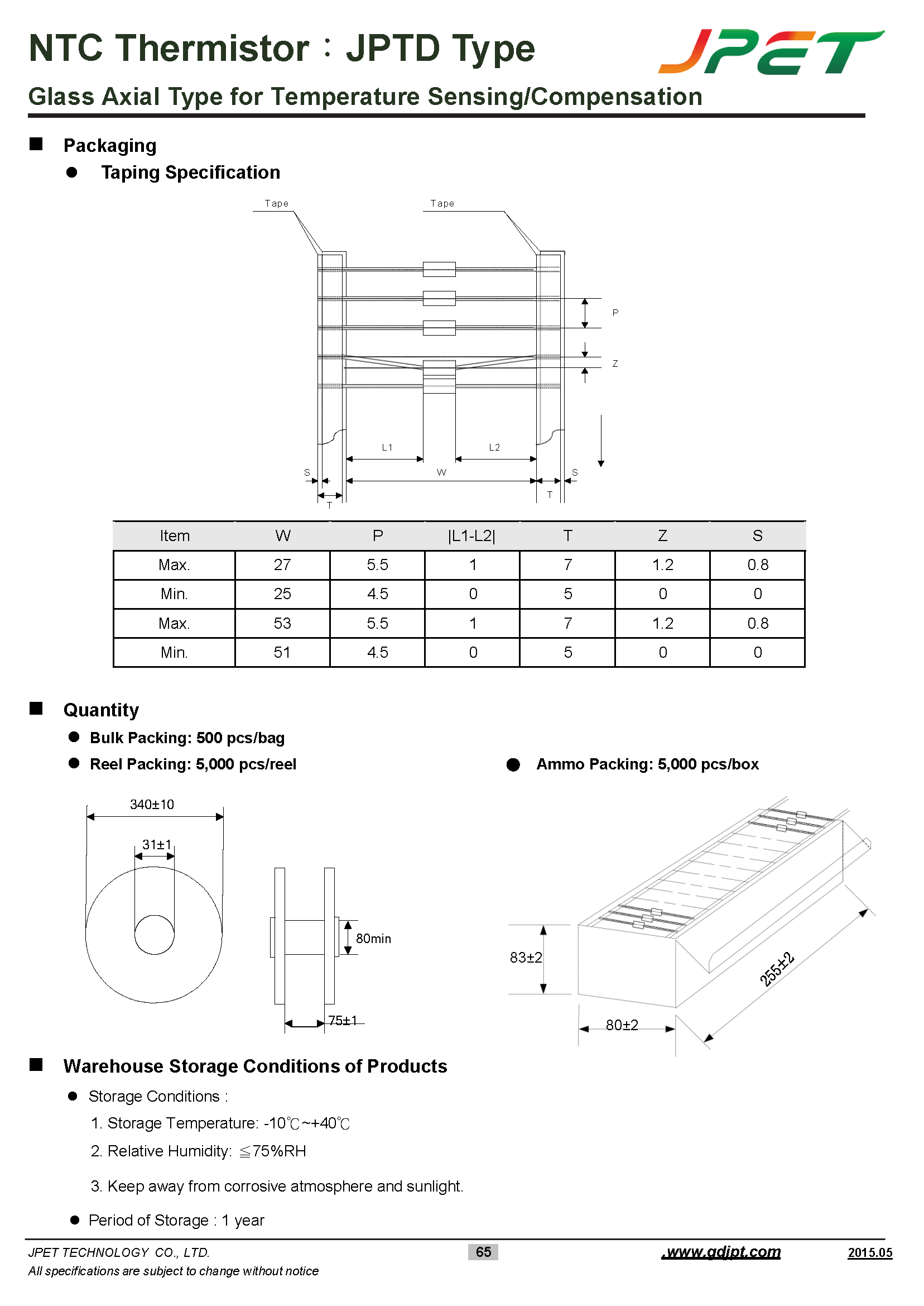 JPTD series glass package high temperature NTC thermistor from China ...